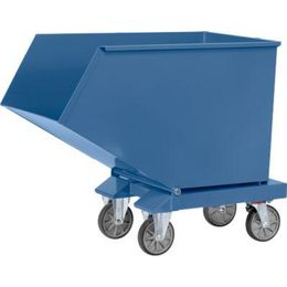 Fetra Muldenkipper 4702, 450 l, blau RAL 5007, mit Ablasshahn und Sieb