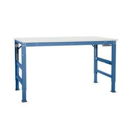 Manuflex Arbeitstisch Ergo, Elektro-Hydraulik, Platte Melamin, 2000 x 800 mm, brillantblau