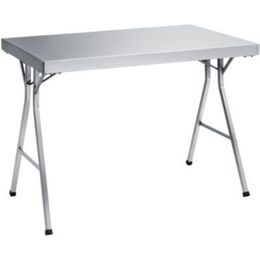 Edelstahl-Arbeitstisch mit klappbarem Fu&szlig;gestell, 1200x700x850 mm