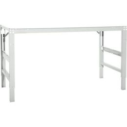 Manuflex Arbeitstisch Ergo, Elektro-Hydraulik, Platte Melamin, 2500 x 800 mm, lichtgrau