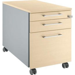 Sch&auml;fer Shop Sch&auml;fer Shop Select Rollcontainer 126, mit Griff eckig, wei&szlig;alu/wei&szlig;alu/Ahorn-Dekor