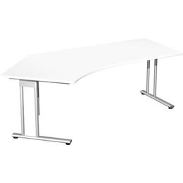 Winkelschreibtisch 135&deg; PALENQUE, C-Fu&szlig;, Winkel rechts, B 2165 x T 800/1130 x H 720 mm, wei&szlig;