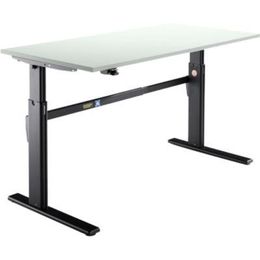 Sch&auml;fer Shop Sch&auml;fer Shop Select Schreibtisch, elektrisch h&ouml;henverstellbar, Rechteck, C-Fu&szlig;, B 1600 x T 800 x H 725-1185 mm, lichtgrau/schwarz