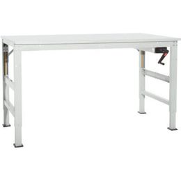 Manuflex Arbeitstisch Ergo K, m. Kurbel, 1000 x 800 mm, Tischplatte PVC Dekor, lichtgrau
