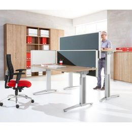Hinter-Tischtrennwand Schallschutz System 40, h&ouml;henverstellbar, B 800-1800 x H 600 mm, grau