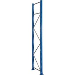 SCHULTE LAGERTECHNIK Palettenregal-St&auml;nderrahmen S635-B20, unmontiert, T 1100 x H 2500 mm, St&uuml;tzenbreite 100 mm, blau/verzinkt