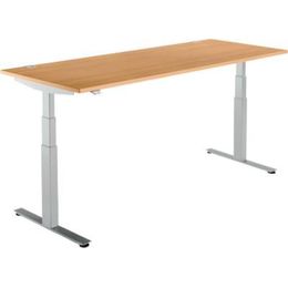 Sch&auml;fer Shop Sch&auml;fer Shop Select Schreibtisch DRIVE UP 2, elektrisch h&ouml;henverstellbar, Rechteck, T-Fu&szlig;, B 1800 x T 800 x H 630-1290 mm, Buche/wei&szlig;aluminium