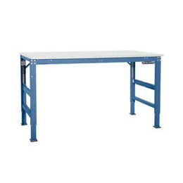 Manuflex Arbeitstisch Ergo, Elektro-Hydraulik, Platte Melamin, 1000 x 800 mm, brillantblau