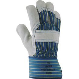 Schutzhandschuh Uvex top grade 8300, Rindspaltleder/Baumwolle, EN 388: 4144 X, Gelenk- u. Kn&ouml;chelschutz, 10 Paar, Gr&ouml;&szlig;e 9