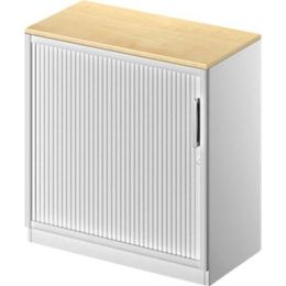 Sch&auml;fer Shop Sch&auml;fer Shop Genius Querrollladenschrank TETRIS SOLID, 2 OH, B 800 mm, inkl. 19 mm Abdeckplatte, Ahorn-Dekor/wei&szlig;alu/wei&szlig;alu