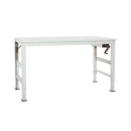 Manuflex Arbeitstisch Ergo K, m. Kurbel, 1750 x 800 mm, Tischplatte Kunststoff, lichtgrau