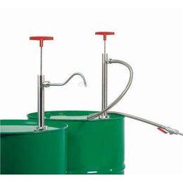Fasspumpe, 0,35 l/Hub, Edelstahl, Eintauchtiefe 570 mm, abschraubbarer Auslaufbogen, f&uuml;r entz&uuml;ndbare Fl&uuml;ssigkeiten
