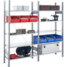 Sch&auml;fer Shop Steckregal FBR 2200, Komplettregal 2,08 m, 1 Grund- und 1 Anbaufeld incl. 10 B&ouml;den, H 2013 x B 2080 x T 600 mm