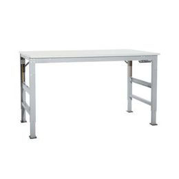 Manuflex Arbeitstisch Ergo, Elektro-Hydraulik, Platte Kunststoff, 1500 x 800 mm, alusilber