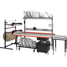 Befestigungsholm f&uuml;r Pack- und Arbeitstisch Rocholz System 2000, 2 St&uuml;ck, H&ouml;he &uuml;ber Tisch 1085 mm, hellgrau