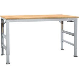 Manuflex Arbeitstisch Ergo, Elektro-Hydraulik, Platte Multiplex, 1750 x 800 mm, alusilber