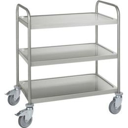 Edelstahlwagen, B 1045 x T 645 mm, Vollgummi, Radgeh&auml;use verzinkt