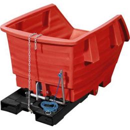 Kippbeh&auml;lter, Polyethylen, rot, B 920 x T 1420 x H 590 mm, 300 l, Sch&uuml;ttkanth&ouml;he 370 mm, bis 150 kg, Kipp-Arretierungsvorrichtung