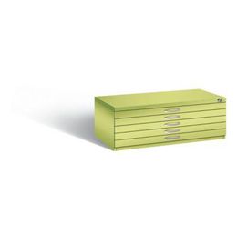 Planschrank aus Stahl, f&uuml;r Formate bis DIN A1, 5 Schubladen, gr&uuml;n