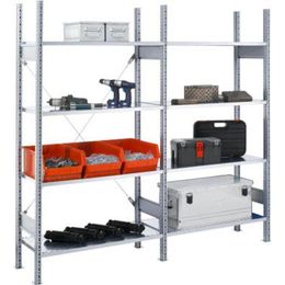 Sch&auml;fer Shop Steckregal FBR 2200, Komplettregal 2,08 m, 1 Grund- und 1 Anbaufeld incl. 8 B&ouml;den, H 2013 x B 2080 x T 600 mm