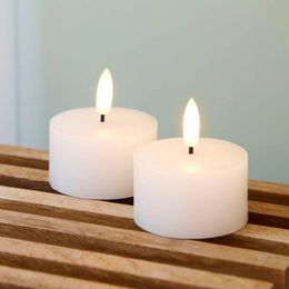 Sirius LED-Teelicht Sille, wei&szlig;, Wachs, 2er-Set, Batteriebetrieb