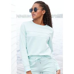 H.I.S. H.I.S Sweatshirt gr&uuml;n Gr. 44/46 f&uuml;r Damen. Mit Logoschriftzug, Piping, Logostickerei. Bequem. Nachhaltig.