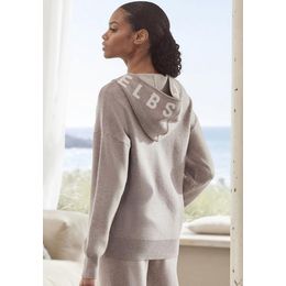 ELBSAND Strickjacke taupe Gr. 32/34 f&uuml;r Damen. Mit Logoschriftzug. Bequem. Nachhaltig.