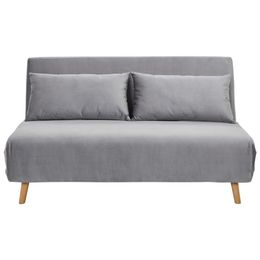 CARRYHOME Schlafsofa, Hellgrau, Textil, Birke, vollmassiv, 2-Sitzer, F&uuml;llung: Polyester, 141x81x90 cm, Bsci, Relaxfunktion, Liegefunktion, Kinder- & Jugendzimmer, Jugendm&ouml;bel, Jugendsofas