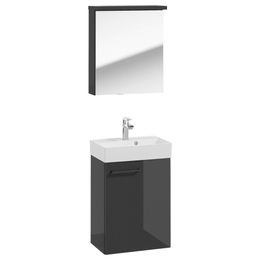 Mid.you G&auml;stebad, Anthrazit, Holzwerkstoff, 2 F&auml;cher, 50 cm, h&auml;ngend, Badezimmer, G&auml;ste-WC