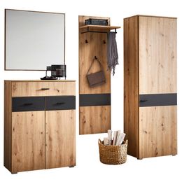 CARRYHOME Garderobe Pete, Anthrazit, Eiche Artisan, Holzwerkstoff, 4-teilig, 180x198x38 cm, FSC Mix, Garderobe, Garderoben-Sets & Serien, Garderoben-Sets