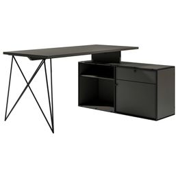Novel Eckschreibtisch, Anthrazit, Schwarz, Metall, 1 Schublade(n) Schubladen, rechteckig, rund, Gittergestell, 115x75x160 cm, Stauraum, Arbeitszimmer, Schreibtische, Eckschreibtische
