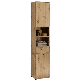 Mid.you Hochschrank, Eiche Artisan, Holzwerkstoff, 3 F&auml;cher, 1 Schublade(n) Schubladen, 40x191x32 cm, stehend, Badezimmer, Badezimmerschr&auml;nke, Hochschr&auml;nke