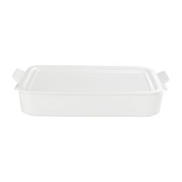 Homeware Profession. Auflaufform, Wei&szlig;, Keramik, 2 L, quadratisch, 20.5x7.8x34.5 cm, Lfgb, backofengeeignet, mikrowellengeeignet, Kochen, Auflaufformen