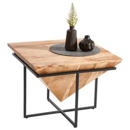 Landscape Couchtisch, Natur, Schwarz, Holz, Metall, Akazie, teilmassiv, quadratisch, eckig, 60x45x60 cm, Wohnzimmer, Wohnzimmertische, Couchtische, Couchtische Metall