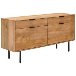 Livetastic Sideboard, Natur, Metall, Mangoholz, massiv, Holz, 2 Schublade(n) Schubladen, 140x70x40 cm, Holzm&ouml;bel, Kleinm&ouml;bel Holz, Holzkommoden, Sideboards Holz