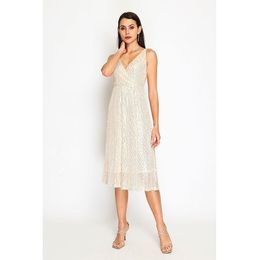 ASSUILI Paillettenkleid in Beige - 71% | Größe 42 | Damen-kleider