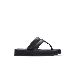 Clarks Leder-Zehentrenner "Alda Walk" in Schwarz - 75% | Gr&ouml;&szlig;e 41 | Damen-sandalen