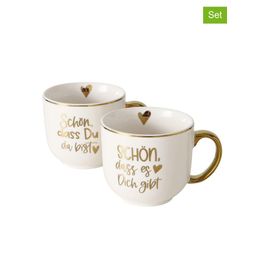 Boltze 2er-Set: Becher "You" in Weiß/ Gold - 300 ml - 17% | Gedeckter-tisch