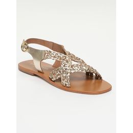 Les BAGATELLES Leder-Sandalen "Nahuel" in Gold - 60% | Größe 41 | Damen-sandalen