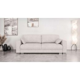 Home Affaire 3-Sitzer »Stevinson Schlafsofa mit Bettkasten, Maße B/H/T: 229/87/97 cm« mit Wellenunterfederung, 2 Rückenkissen und 2 Zierkissen creme