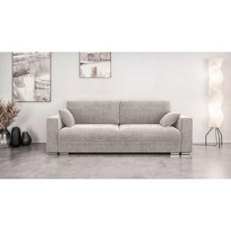 Home Affaire 3-Sitzer &raquo;Stevinson Schlafsofa mit Bettkasten, Ma&szlig;e B/H/T: 229/87/97 cm&laquo; mit Wellenunterfederung, 2 R&uuml;ckenkissen und 2 Zierkissen beige 