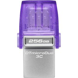Kingston USB-Stick &raquo;DATATRAVELER MICRODUO 3C 256GB&laquo; (256GB GB USB 3.2 Lesegeschwindigkeit 200 MB/s) lila Metall USB Typ-C- und Typ-A-Anschl&uuml;sse f&uuml;r vielseitige