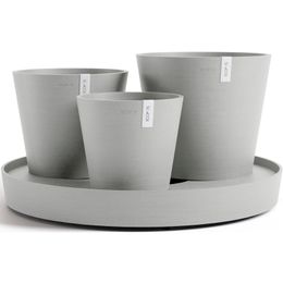 Ecopots Blumentopf &raquo;Dubai Wei&szlig;grau&laquo; f&uuml;r innen und au&szlig;en: frostsicher, bruchsicher und lichtbest&auml;ndig wei&szlig; Kunststoff