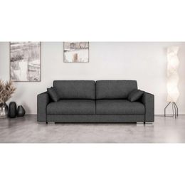 Home Affaire 3-Sitzer &raquo;Stevinson Schlafsofa mit Bettkasten, Ma&szlig;e B/H/T: 229/87/97 cm&laquo; mit Wellenunterfederung, 2 R&uuml;ckenkissen und 2 Zierkissen grau 
