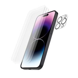 Hama Displayschutzglas »Schutzglas-Set für iPhone 14 Pro« 3x Displayschutz, 1x Kameraschutz Transparent Bei Bedarf wieder rückstandslos entfernbar