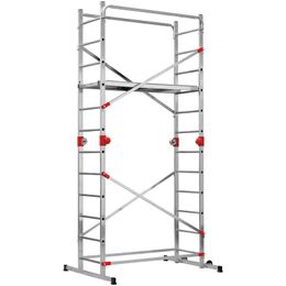 Hailo Vielzweckleiter &raquo;G60&laquo; 1 Stk. tlg. Aluminium-Multifunktionsger&uuml;st 2x12 Sprossen rot Aluminium, Holzwerkstoff, Kunststoff