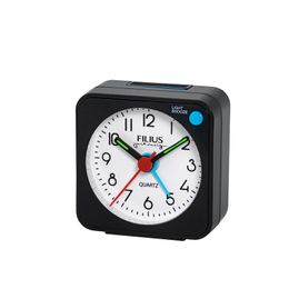 FILIUS zeitdesign Quarzwecker Wecker, Reisewecker, Schlafzimmer, Leuchtzeiger, schleichende Sekunde schwarz Handlicher Reisewecker