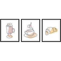 queence Bild &raquo;Set Hatty&laquo; Bar & Lounges Blumen Essen Kaffee Kaffee Bilder Kunst 1 Stk. tlg. gerahmt Farbe Rahmen: schwarz + Farbe...