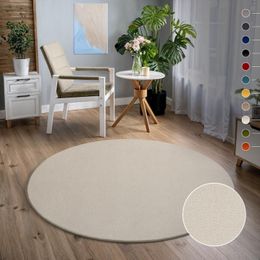 Sanat Teppich &raquo;Uni&laquo; rund 13 mm H&ouml;he robuster Kurzflorteppich, gro&szlig;e Farbauswahl, Wohnzimmer, alle R&auml;ume creme Obermaterial: 100% Polypropylen &Oslash; 150...