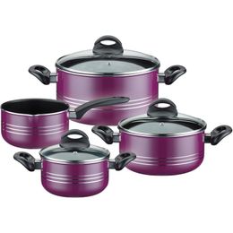 GSW Topf-Set &raquo;Milano color&laquo; Set, je 1 Kochtopf &Oslash; 16/20/24 cm, 1x Stielkasserolle &Oslash; 16 cm, 7 Stk. tlg. Aluminium Leichtmetall-Legierung violett